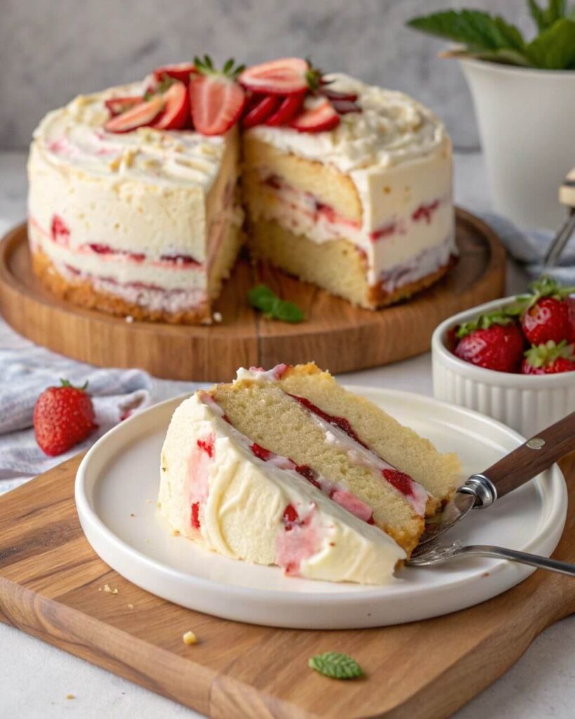 Strawberry Cream Cake Slice